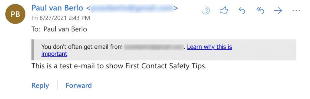 Email First Contact Safety Tip: Microsoft Outlook - Library ...