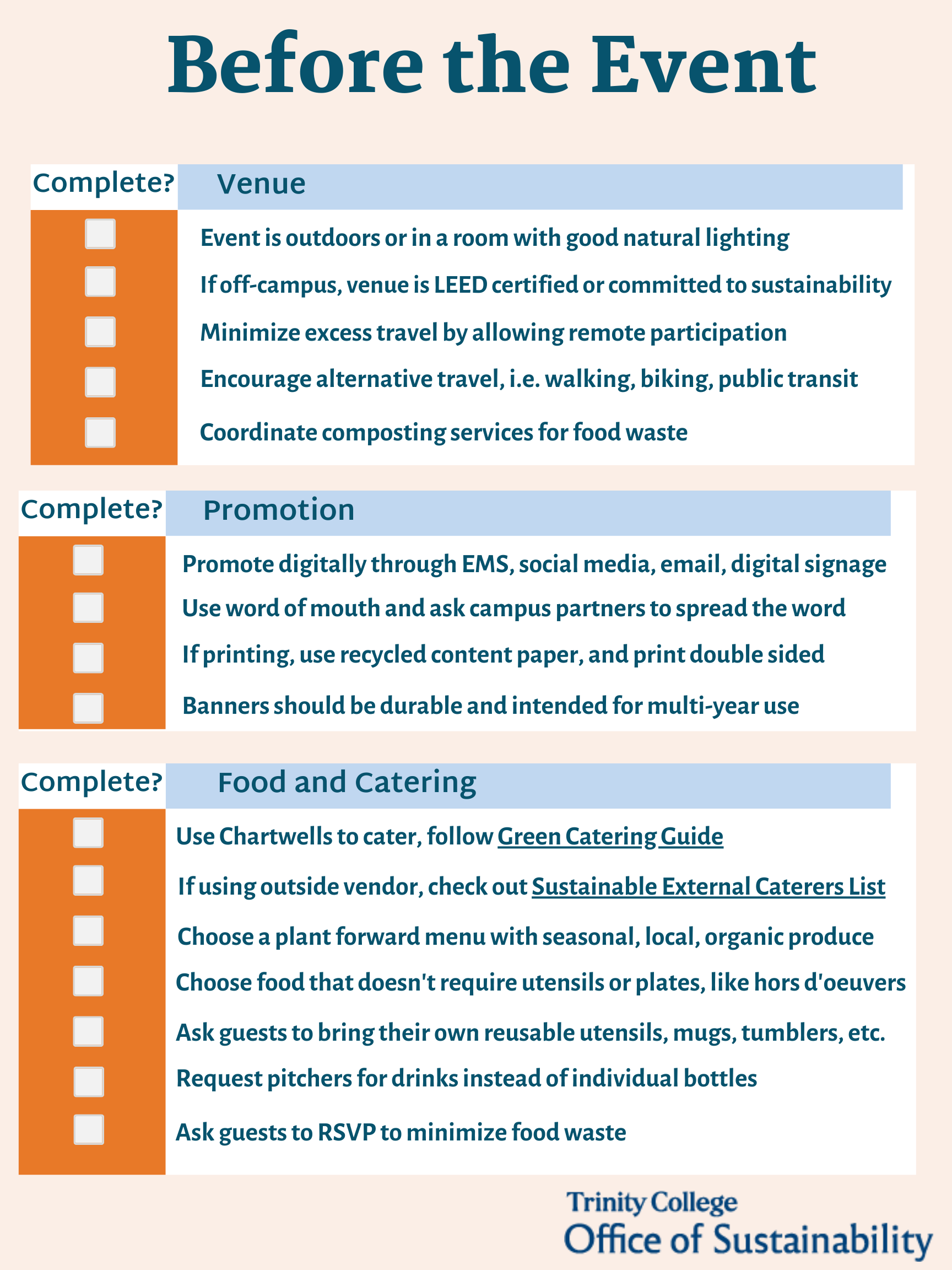 Green Events Guide - Sustainability at Trinity